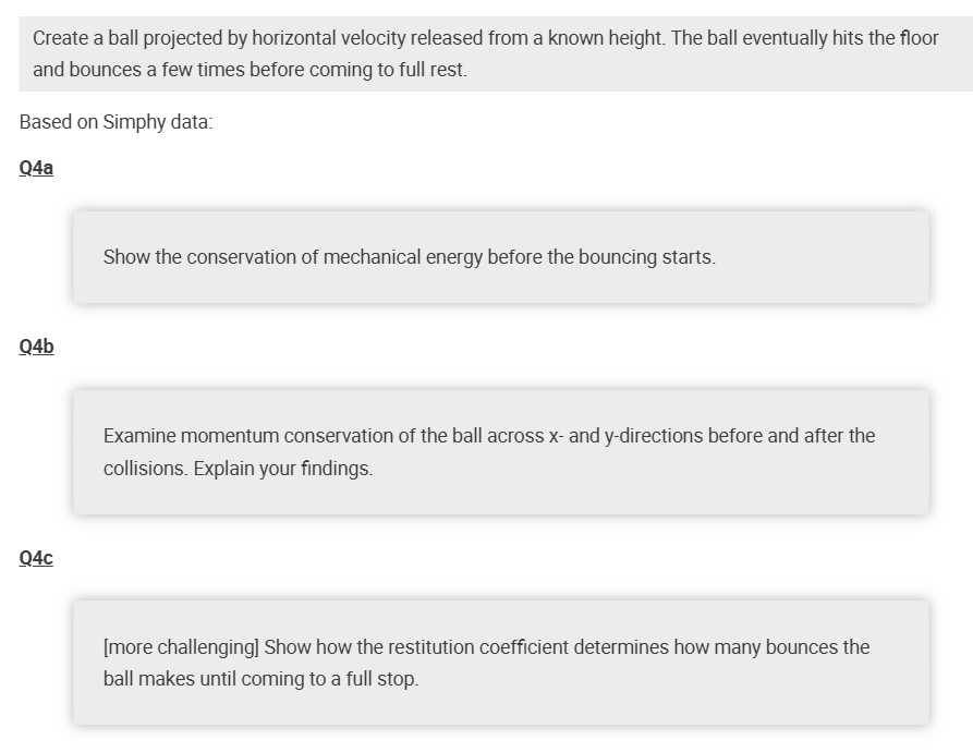Solved Create a ball projected by horizontal velocity | Chegg.com