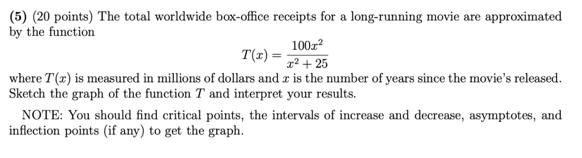 Solved (5) (20 ﻿points) ﻿The total worldwide box-office | Chegg.com