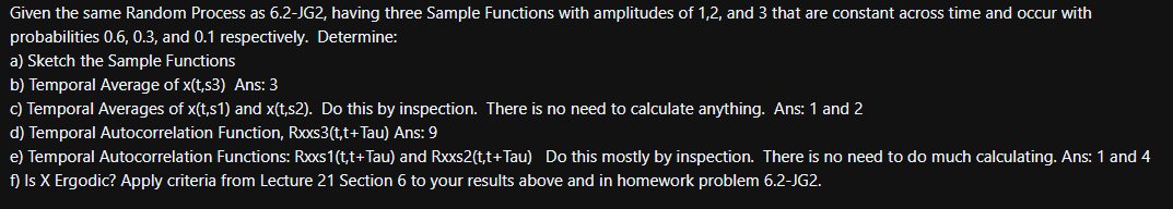 Given the same Random Process as 6.2-JG2, having | Chegg.com