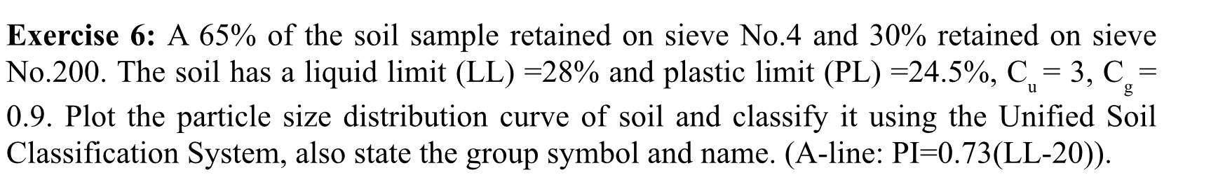 Solved Exercise 6: A 65% of the soil sample retained on | Chegg.com