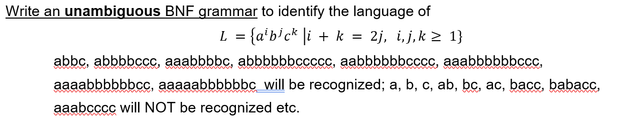 Solved Write an unambiguous BNF grammar to identify the | Chegg.com