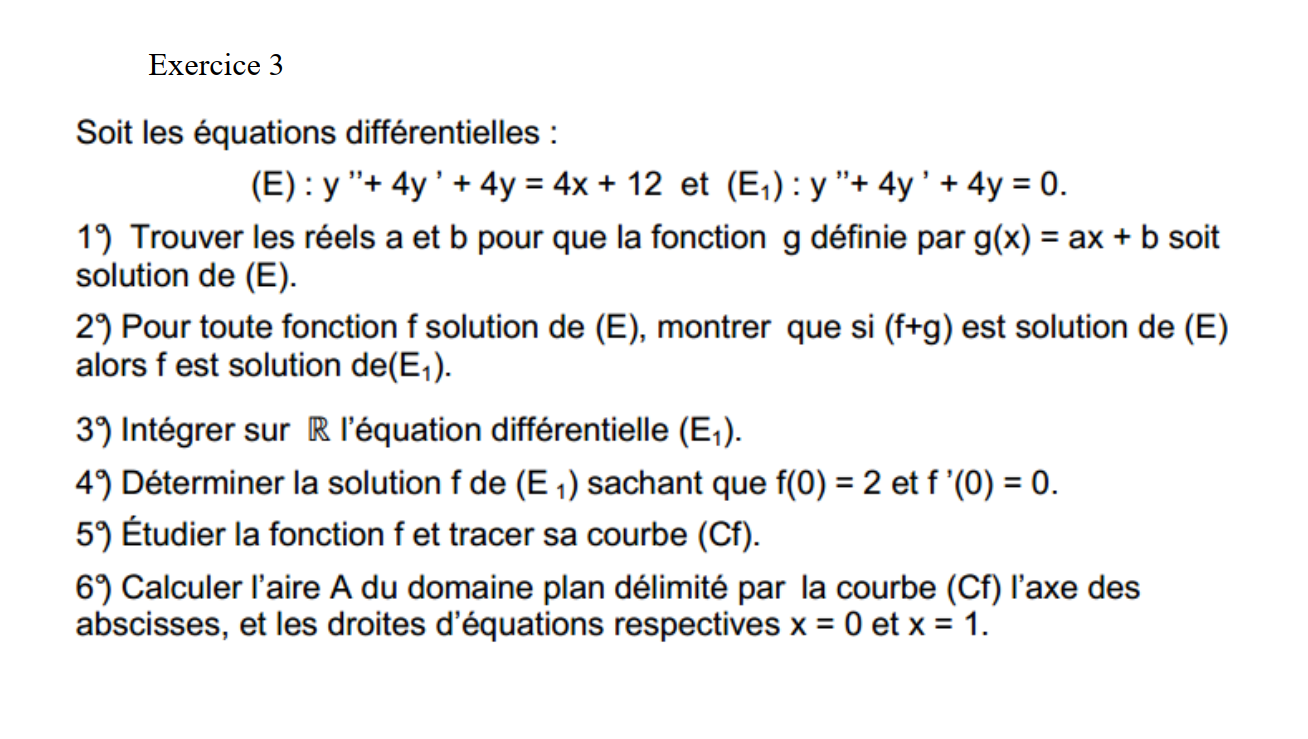 Exercice 3Soit les équations différentielles | Chegg.com