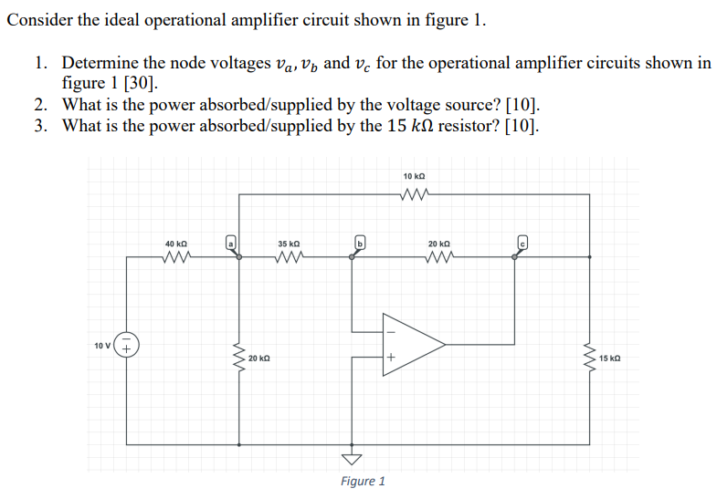 Solved Consider the ideal operational amplifier circuit | Chegg.com
