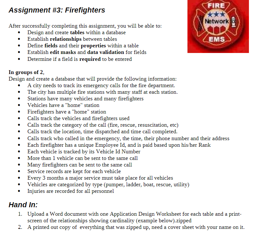Solved Assignment #3: Firefighters FIRE ** Network EMS After | Chegg.com