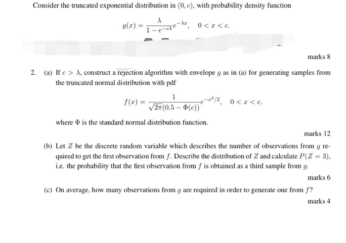 Solved Consider the truncated exponential distribution in | Chegg.com