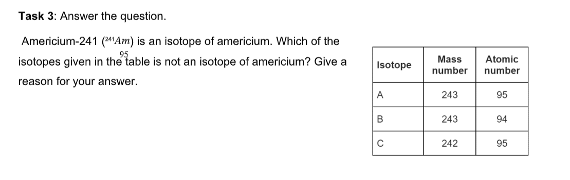 Solved Task 3: Answer the question. Americium-241 241Am) is | Chegg.com