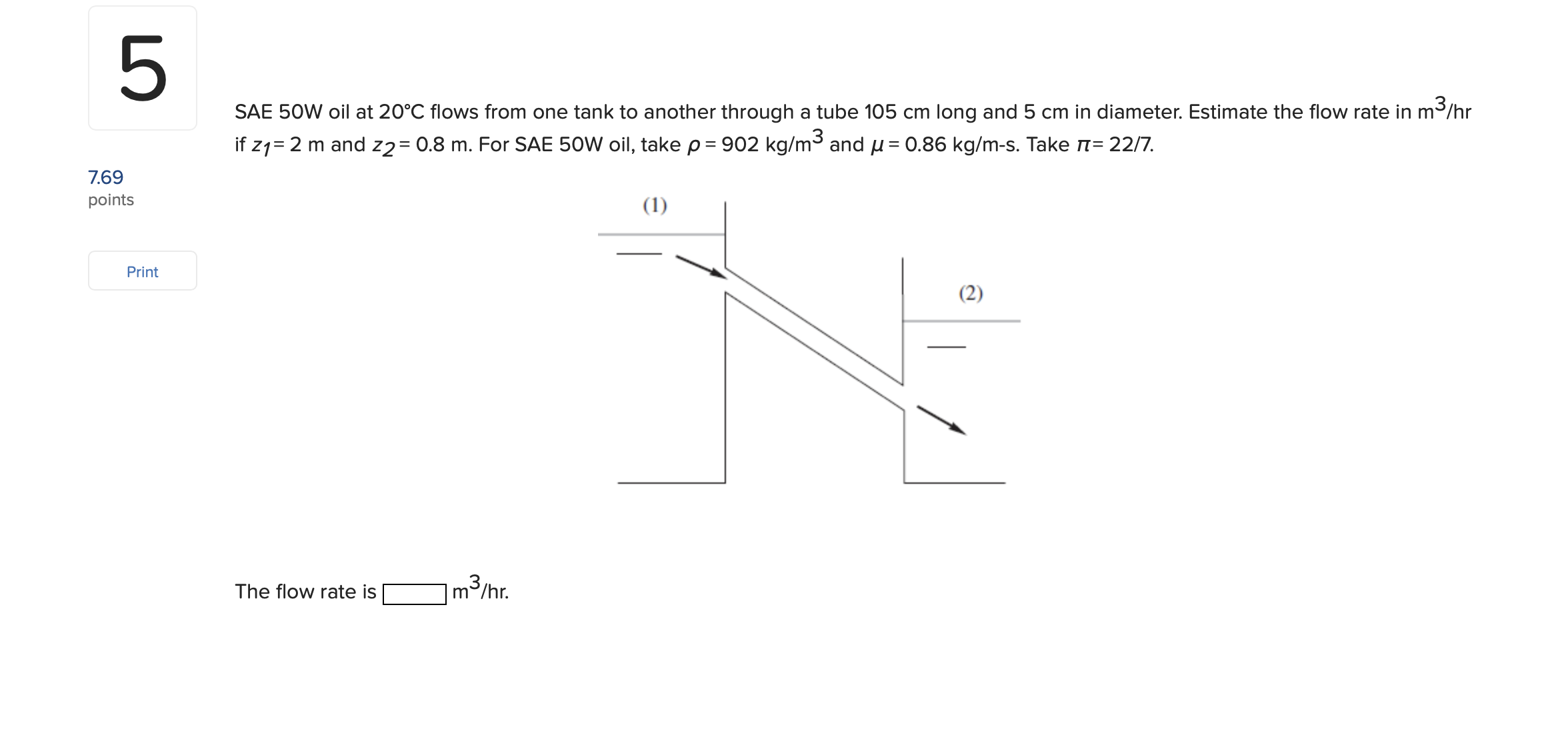 Solved SAE 50 W oil at 20∘C flows from one tank to another | Chegg.com