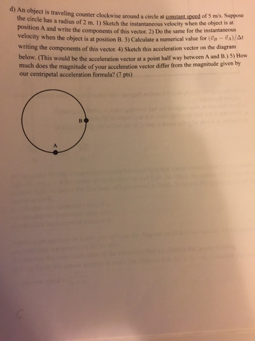 Solved d) An object is traveling counter clockwise around a | Chegg.com