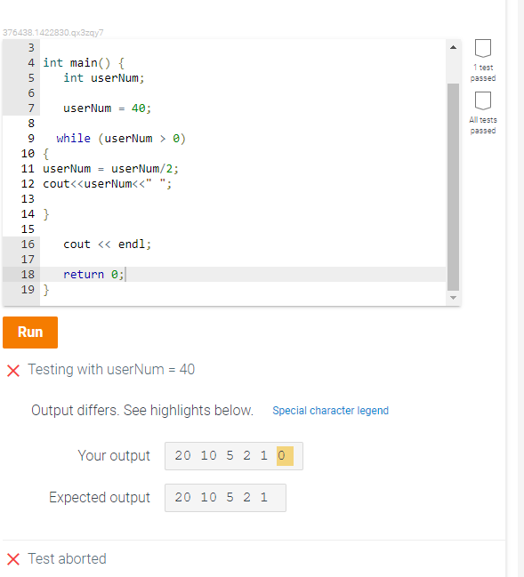 Solved 1 test passed ம ம N All tests passed | Chegg.com