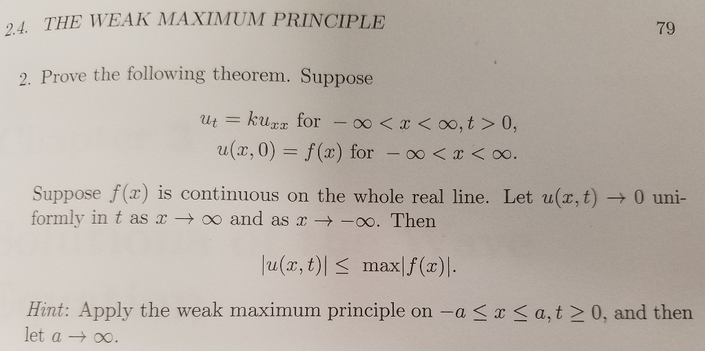 4 THE WEAK MAXIMUM PRINCIPLE 79 2. Prove the | Chegg.com