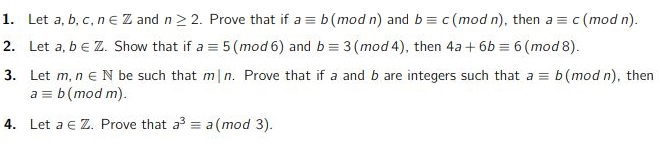 Solved 1. Let a, b, c, n € Z and n>2. Prove that if a = b | Chegg.com