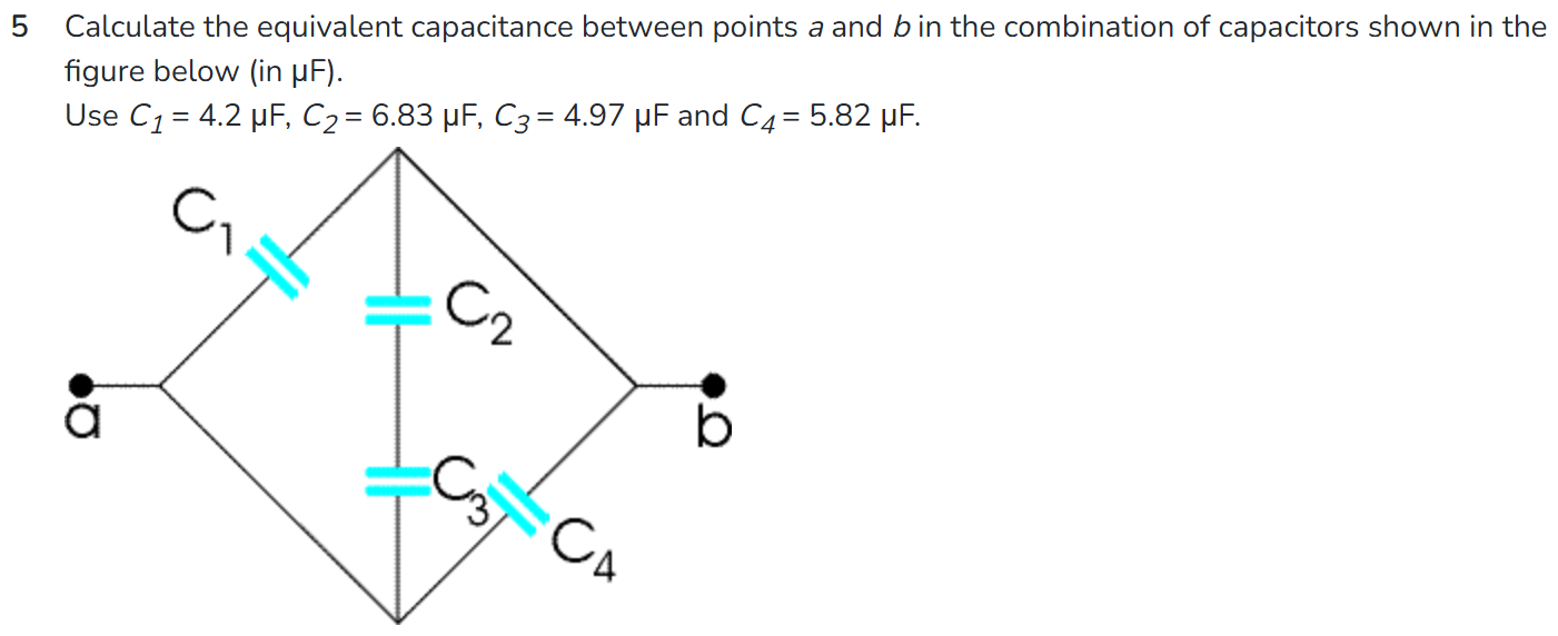 Solved 5 ﻿Calculate the equivalent capacitance between | Chegg.com