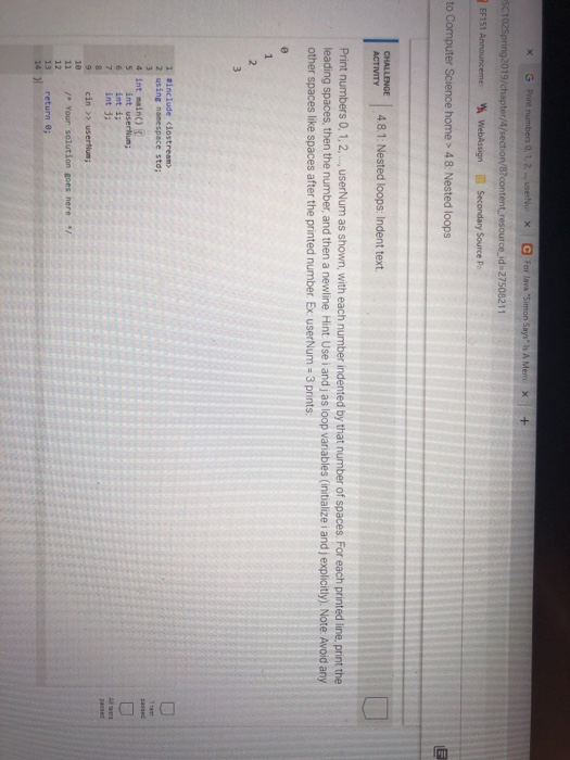 Solved sci 019/chapter/4/se EF151 to C AE Nested loops: | Chegg.com