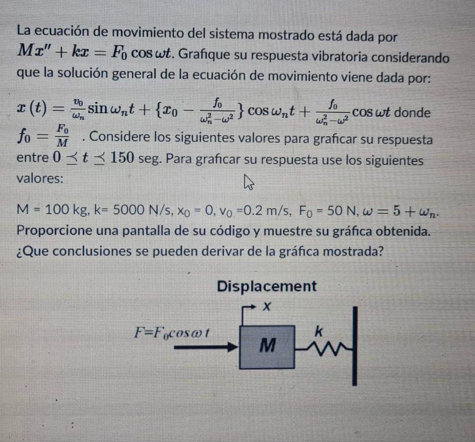 Solved The equation of motion of the system shown is given | Chegg.com