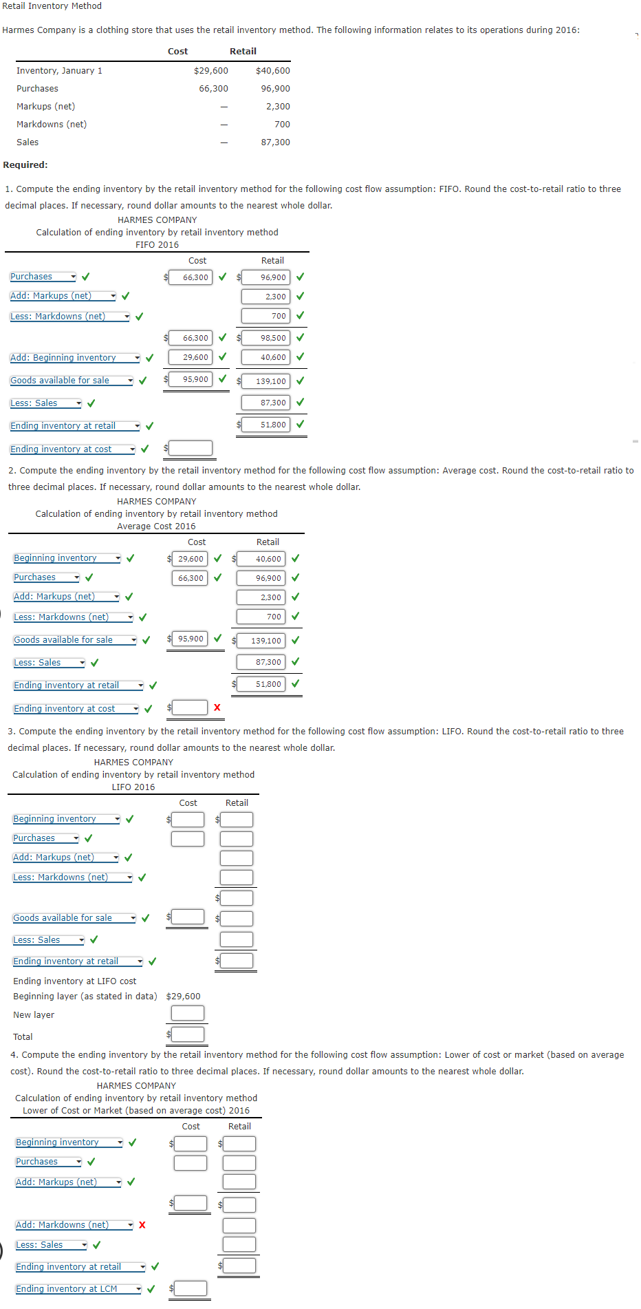 Solved Harmes Company is a clothing store that uses the | Chegg.com