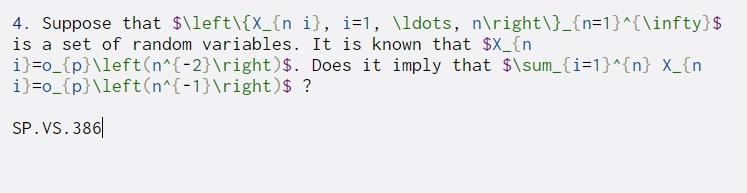 Solved 4. Suppose that $\left\{X_{n i}, i=1, \ldots, | Chegg.com