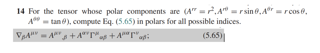 14 For the tensor whose polar components are (A” = | Chegg.com