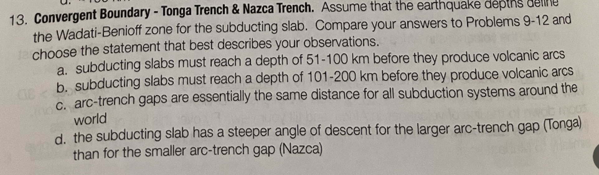 Solved Convergent Boundary - ﻿Tonga Trench & Nazca Trench. | Chegg.com