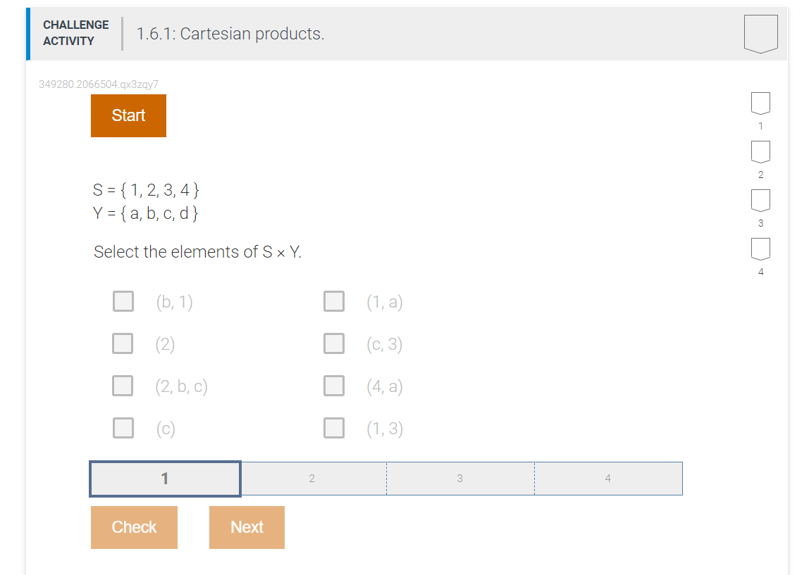 Solved PARTICIPATION ACTIVITY 1.6.4: Cartesian products of | Chegg.com