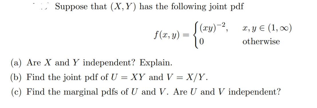 Solved Suppose that (X,Y) has the following joint pdf |(xy) | Chegg.com