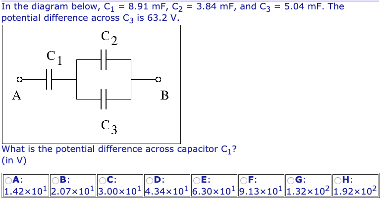 Solved In the diagram below, C1 = 8.91 mF, C2 = 3.84 mF, and | Chegg.com