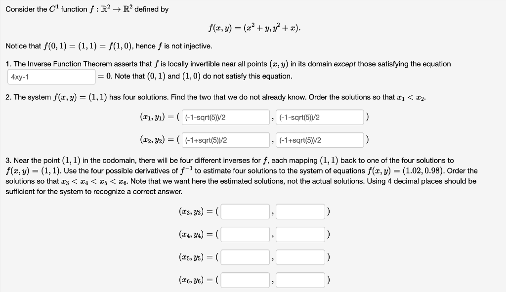 Solved Consider the Cl function f : R2 + R2 defined by | Chegg.com