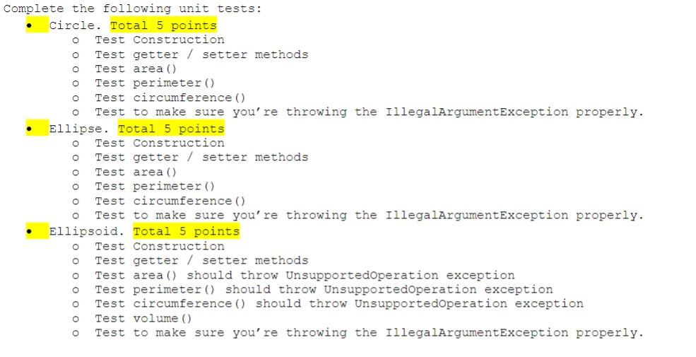 Solved There are four classes for the project: Shape, | Chegg.com