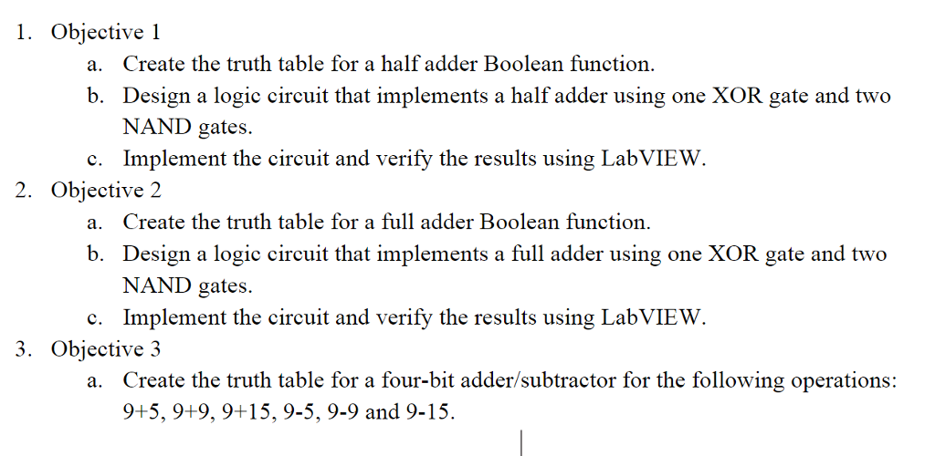 Solved 1. Objective 1 a. b. Create the truth table for a | Chegg.com