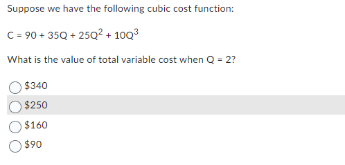 Solved Suppose we have the following cubic cost function: | Chegg.com
