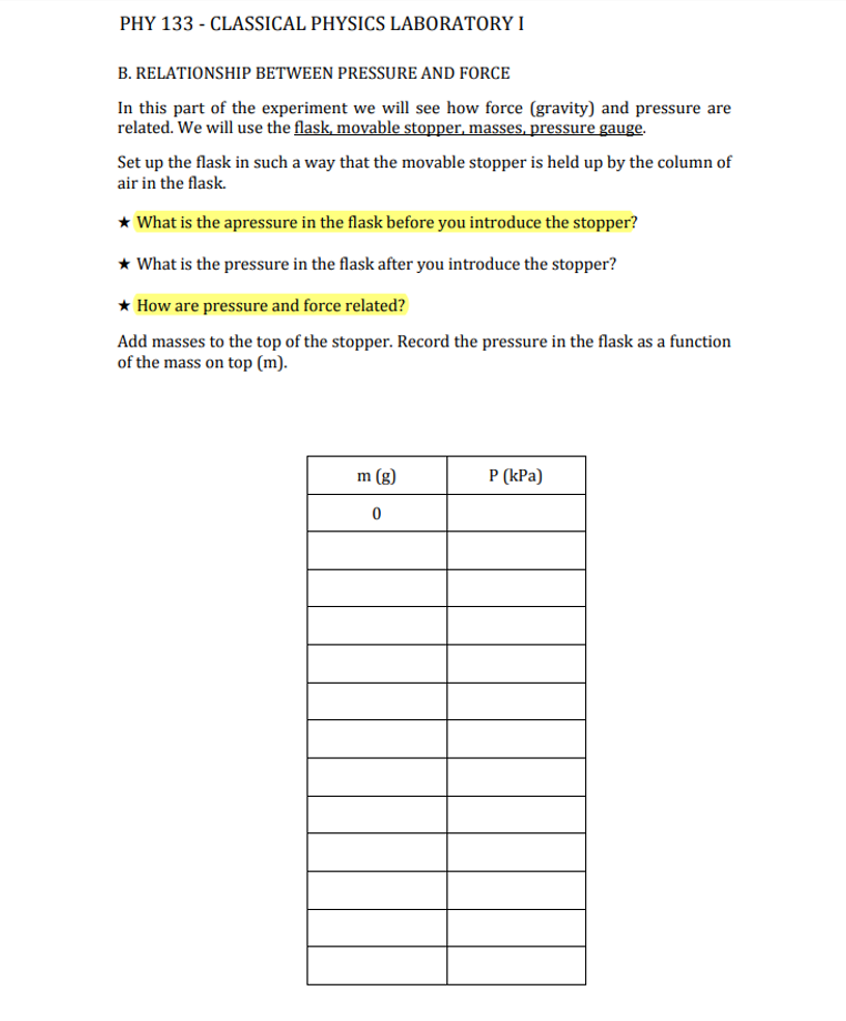 Solved PHY 133 - CLASSICAL PHYSICS LABORATORY I Name: | Chegg.com