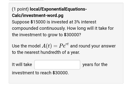 Solved (1 point) local/ExponentialEquations | Chegg.com