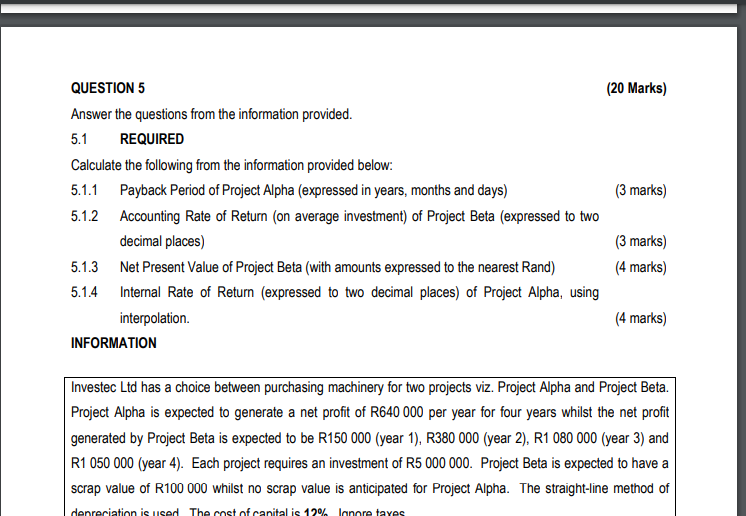 Solved QUESTION 5 (20 Marks) Answer the questions from the | Chegg.com