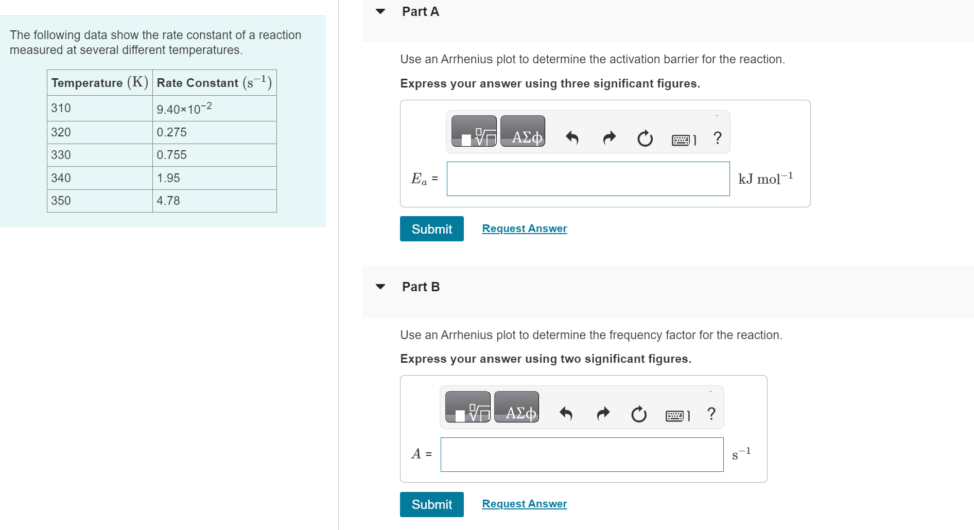 Solved a) Use an Arrhenius plot to determine the activation | Chegg.com