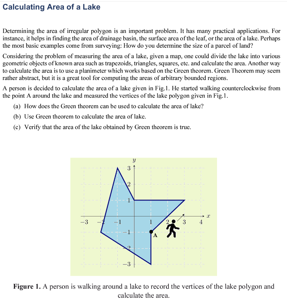 Solved Calculating Area of a Lake Determining the area of | Chegg.com