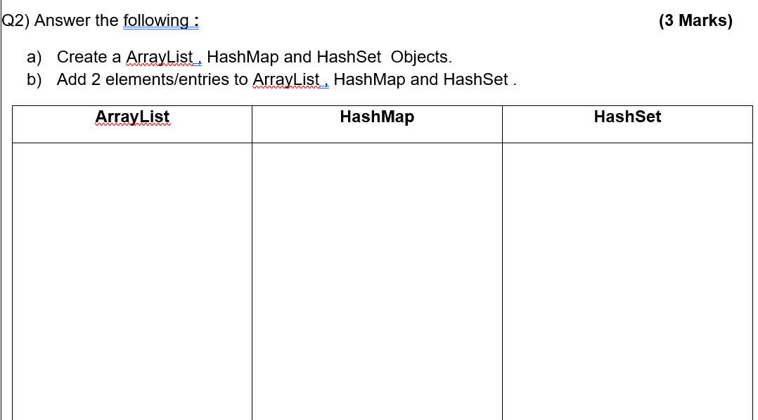 Solved 22 Answer The Following A Create A Arraylist