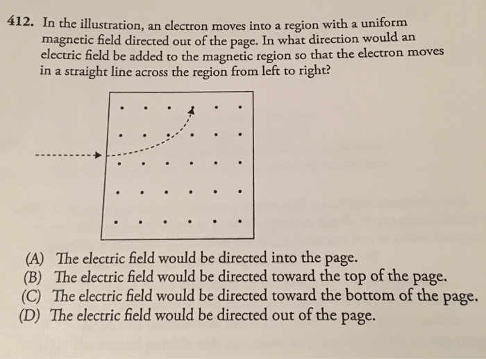 Solved 412. In the illustration, an electron moves into a | Chegg.com