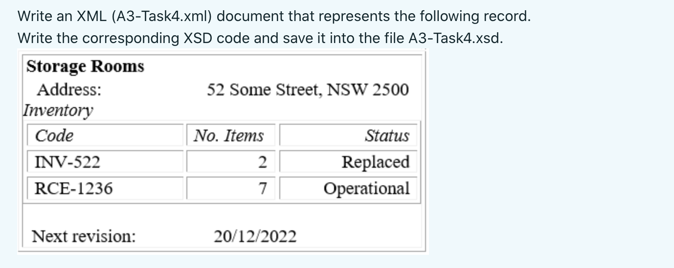 Solved Please post the codes in *XML* and *XSD* the question | Chegg.com