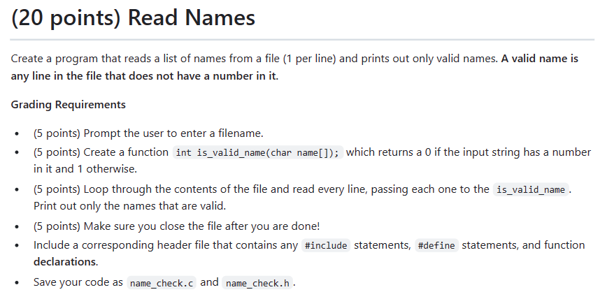 Solved Create a program that reads a list of names from a | Chegg.com