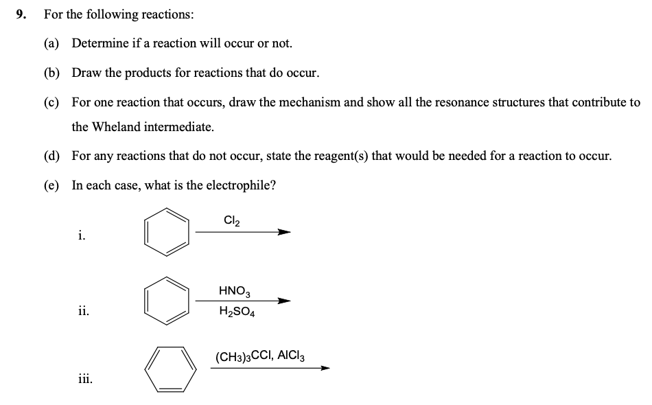 Solved 9. For the following reactions: (a) Determine if a | Chegg.com