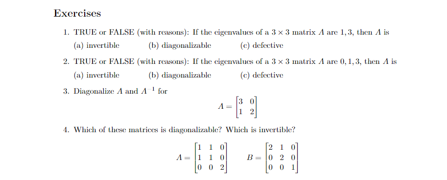 Solved Exercises 1. TRUE or FALSE (with reasons): If the | Chegg.com