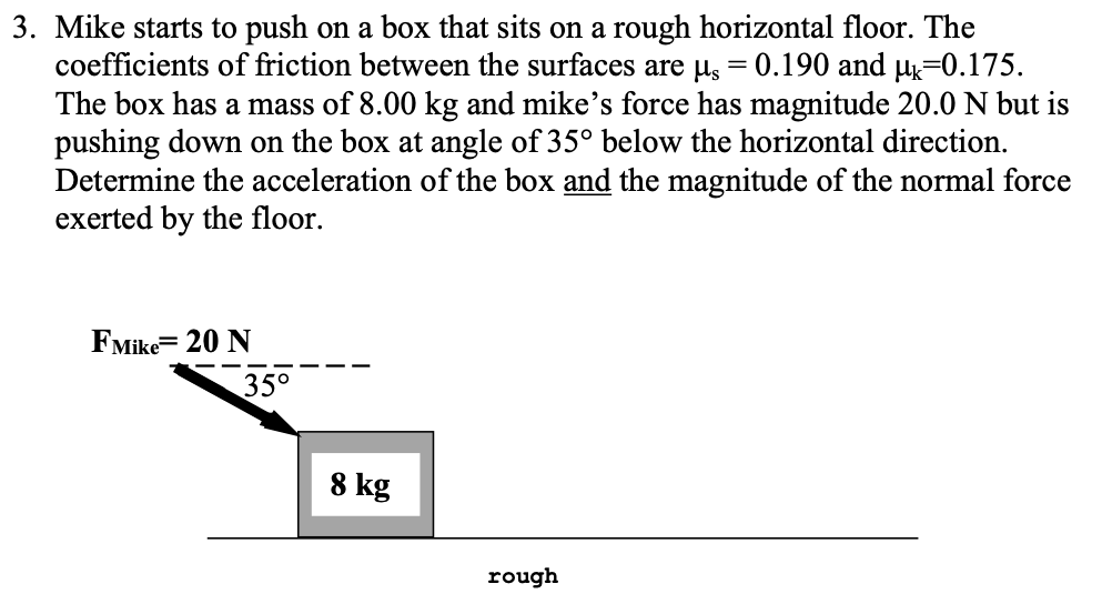 Solved 3. Mike starts to push on a box that sits on a rough | Chegg.com