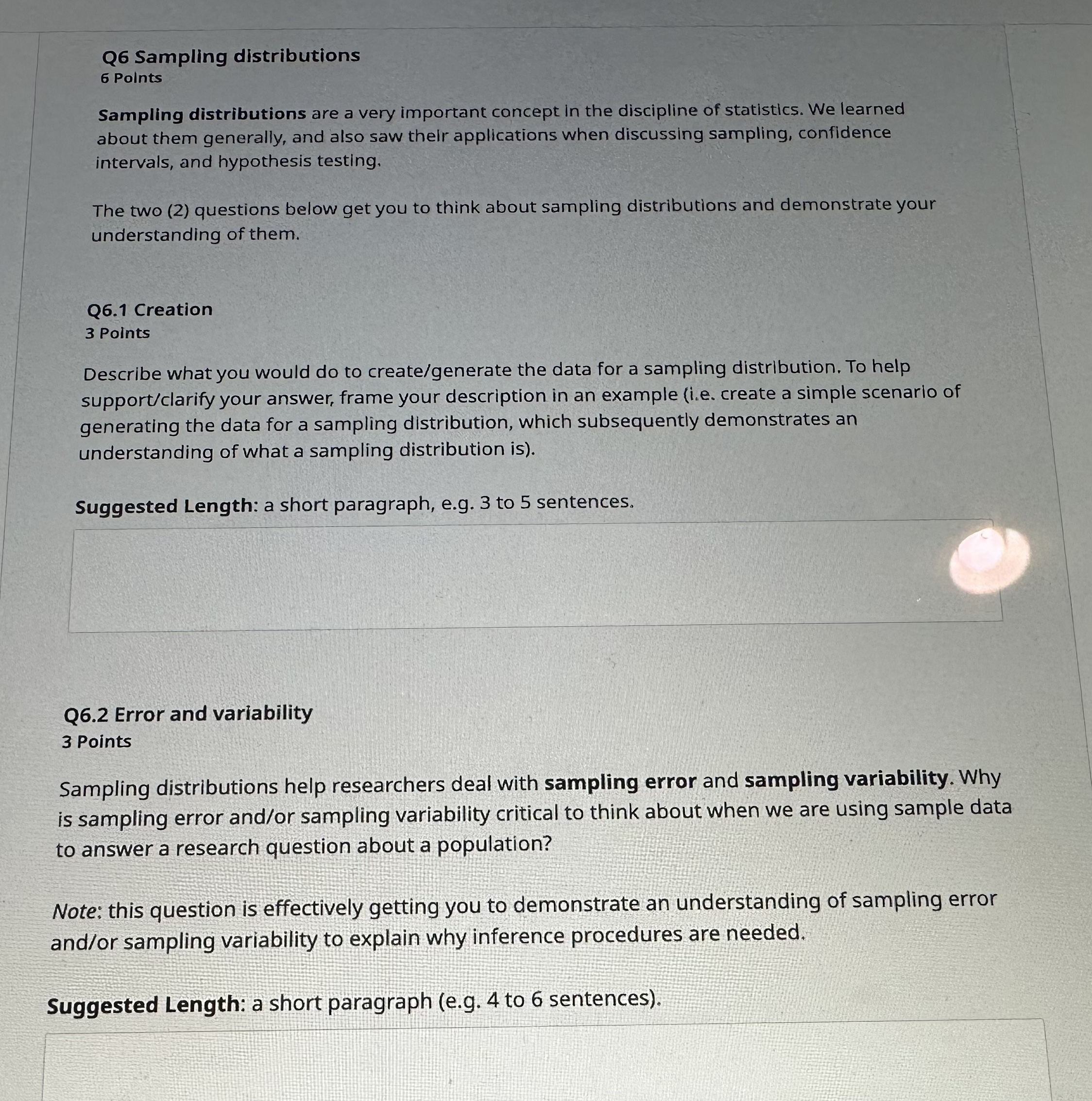 Solved Q6 Sampling distributions 6 Polnts Sampling | Chegg.com