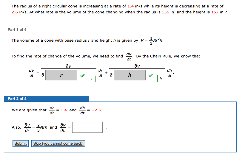Solved The Radius Of A Right Circular Cone Is Increasing At Chegg solved-the-radius-of-a-right-circular-cone-is-increasing-at-chegg