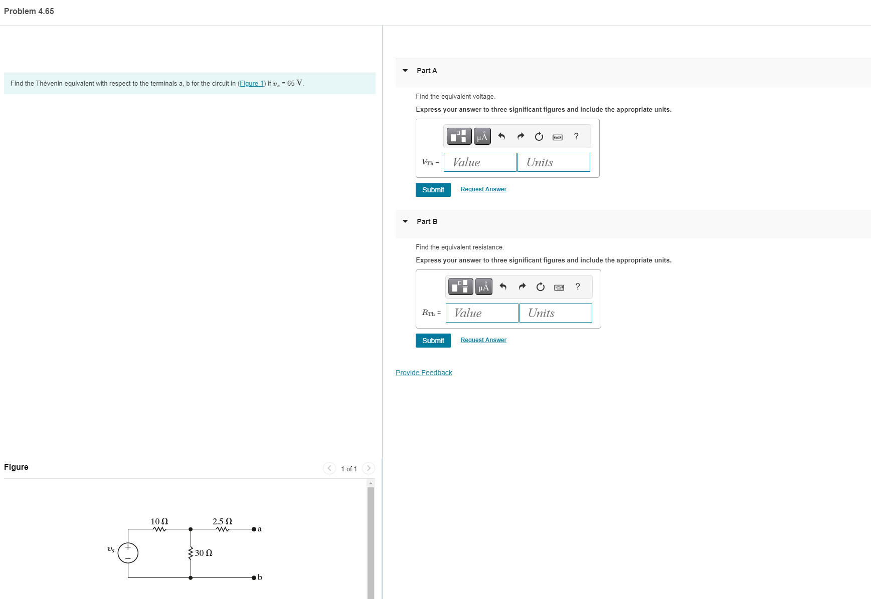 Solved Part AFind the Thévenin equivalent with respect to | Chegg.com