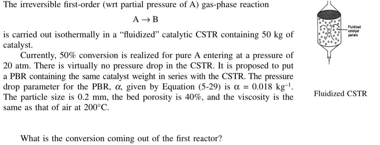 Solved Fluidized catalyst pellets The irreversible | Chegg.com