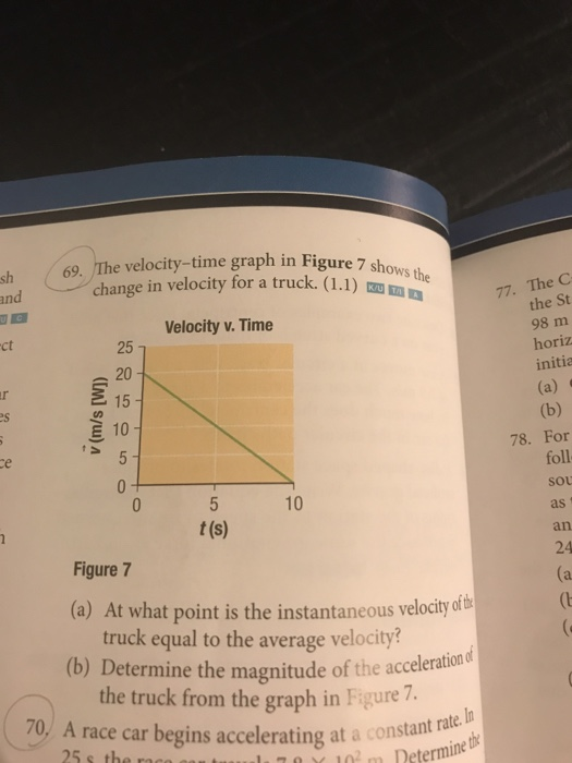 Solved 69. Th e velocity-time graph in Figure 7 shows change | Chegg.com