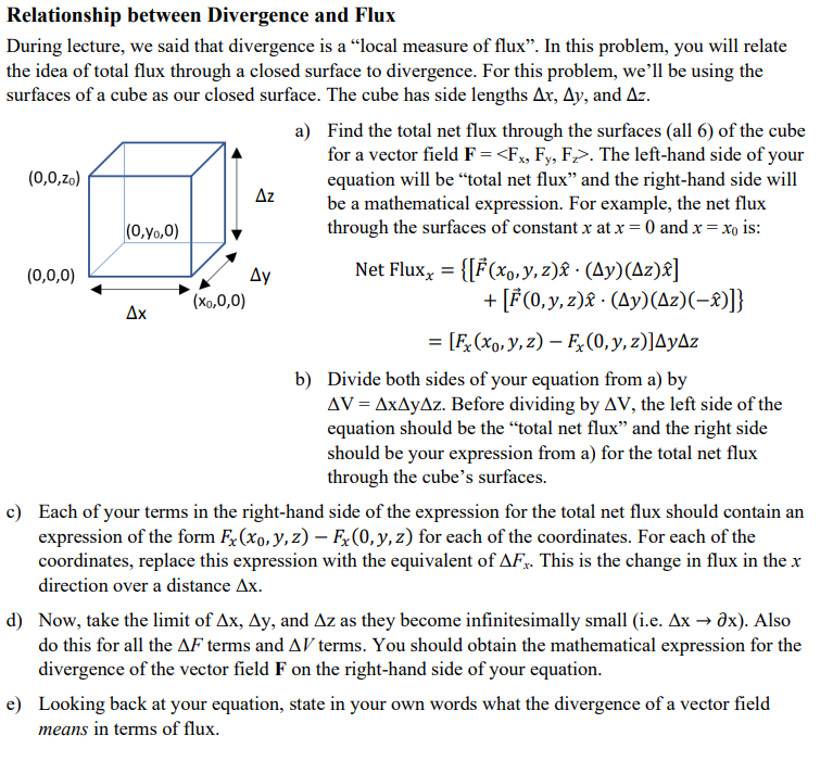 Solved Relationship between Divergence and Flux During | Chegg.com