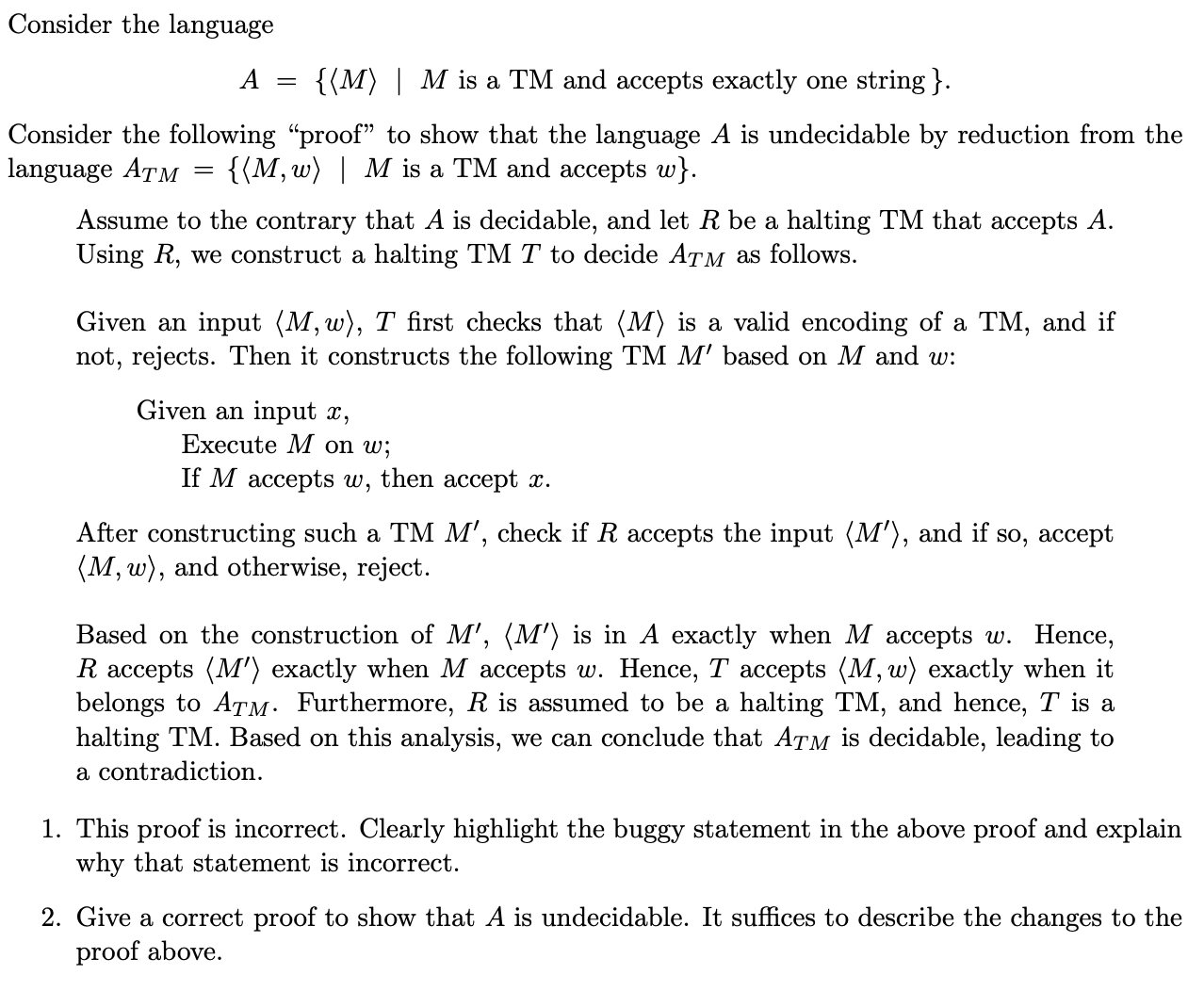 Solved Consider The Language A M ∣m Is A Tm And Accepts 