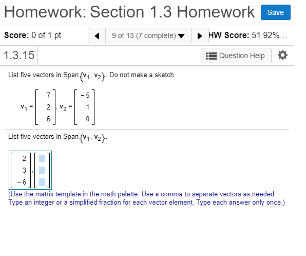 Solved Homework Section 1 3 Homework Save Score 0 Of 1 Pt