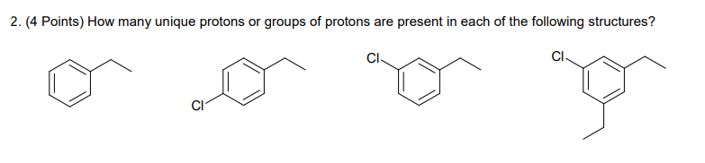 Solved How many unique protons or groups of protons are | Chegg.com